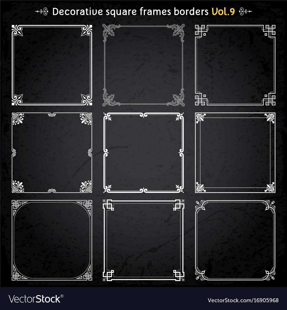 Decorative Square Frames And Borders Set 9 Vector Image