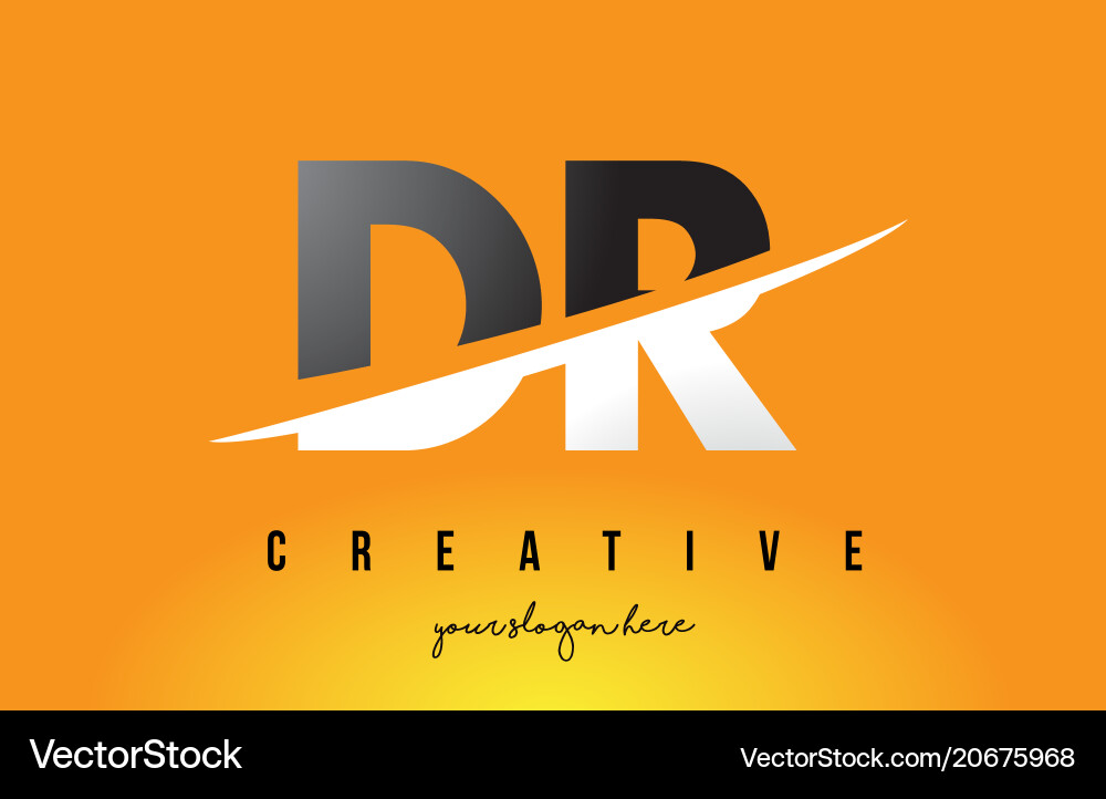 Dr d r letter modern logo design with yellow Vector Image