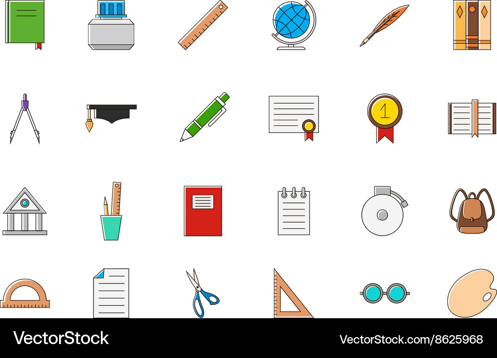 Education colorful icons set Royalty Free Vector Image