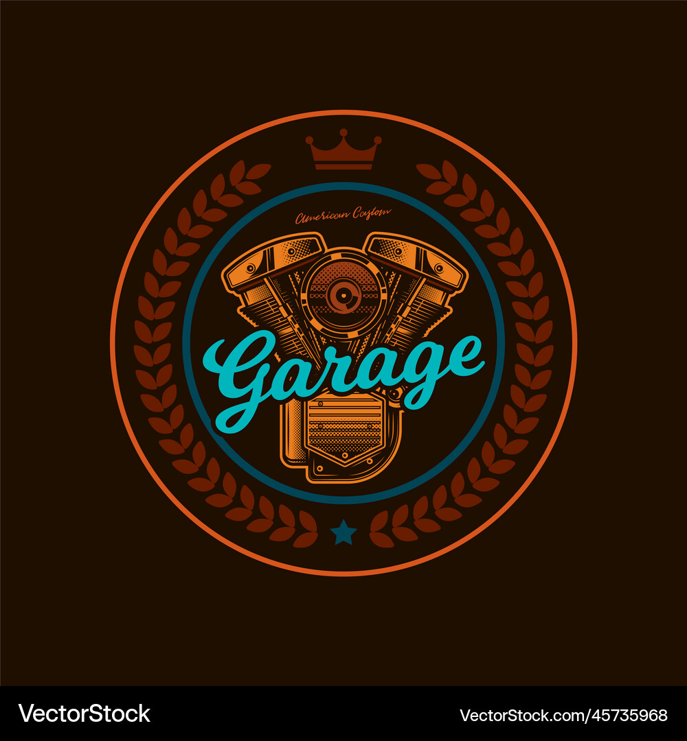 Emblem of motorcycle engine in retro style Vector Image