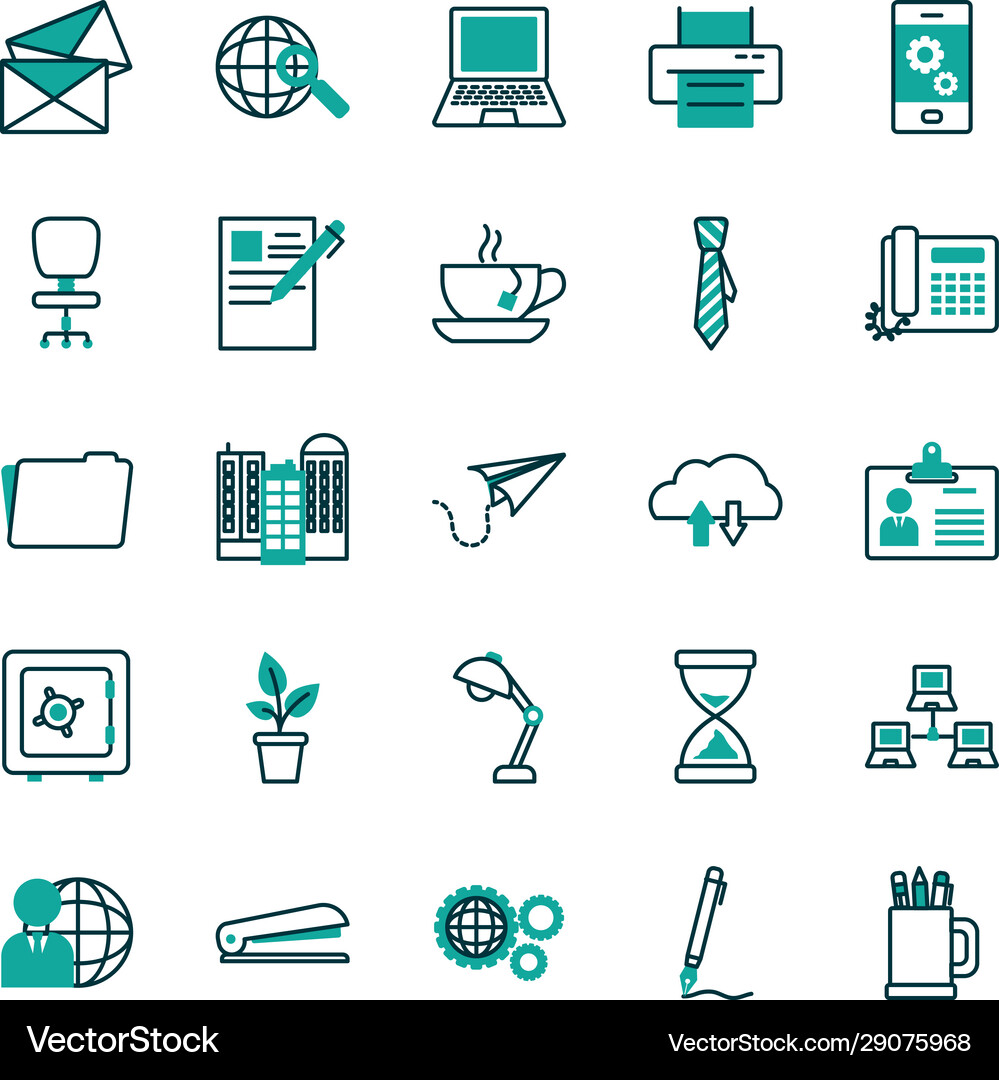 Isolated office and business icon set Royalty Free Vector