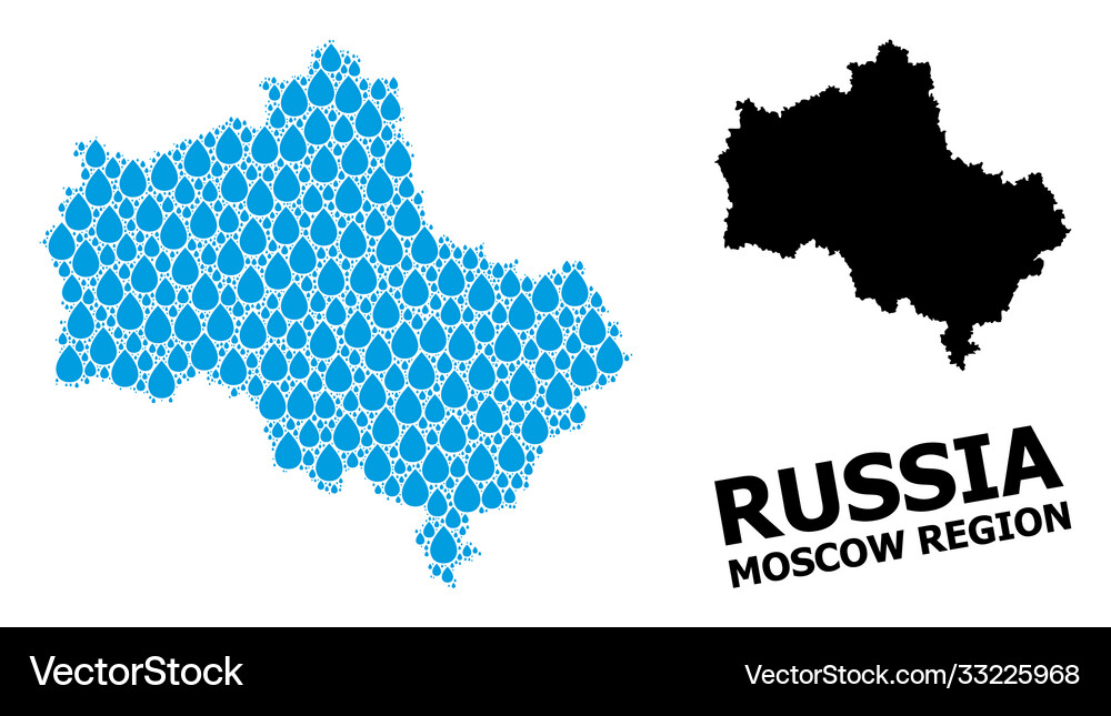 Mosaic map moscow region liquid drops Royalty Free Vector