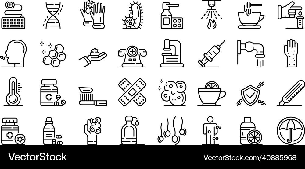 Prevention icons set outline style Royalty Free Vector Image
