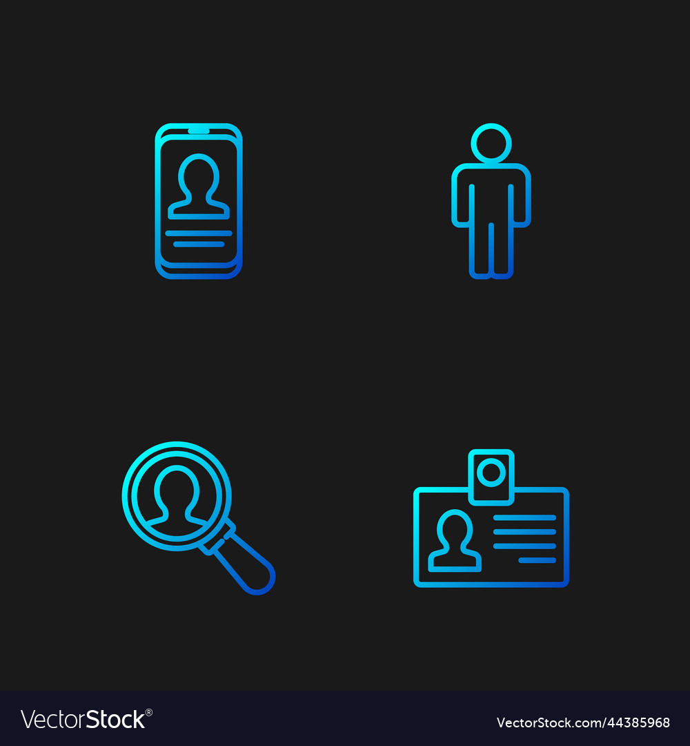 Set Line Identification Badge Magnifying Glass Vector Image