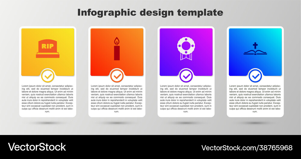 Set tombstone with rip written burning candle Vector Image