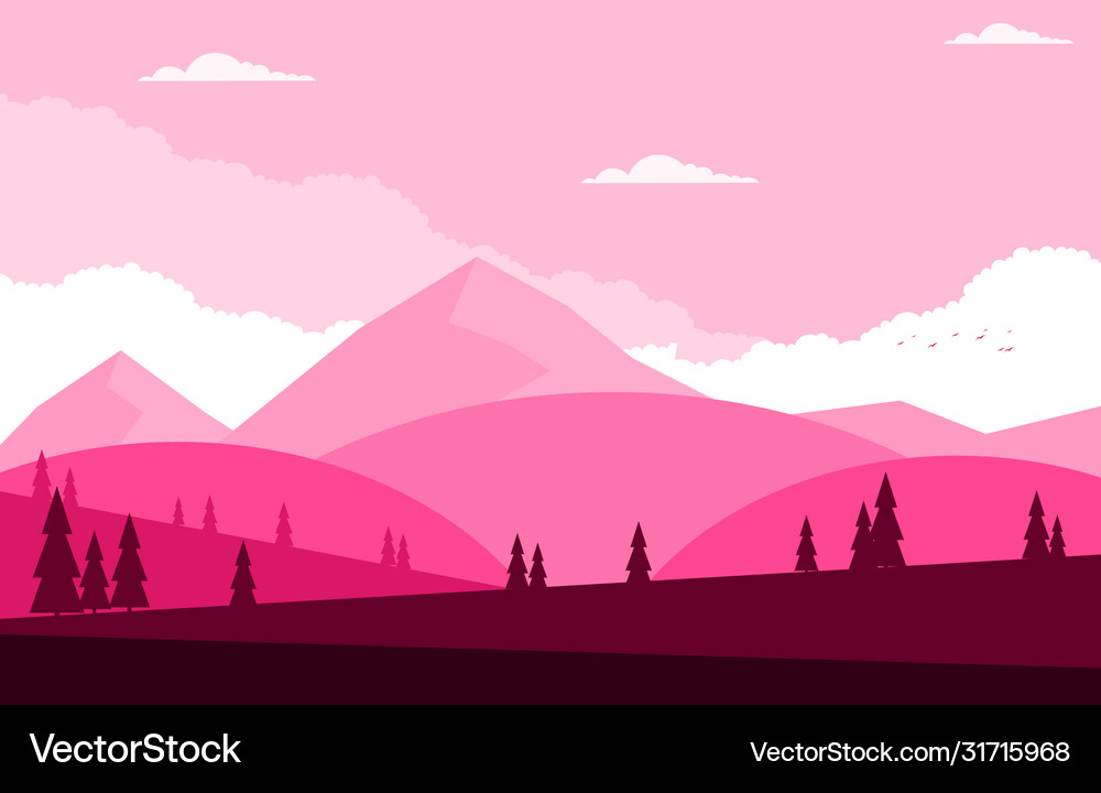 Simple calm mountain forest wild nature scene Vector Image