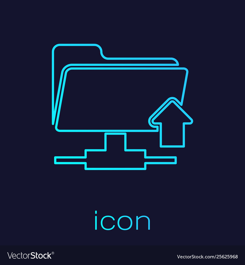 Turquoise ftp folder upload line icon isolated Vector Image Turquoise ftp folder upload line icon isolated Vector Image