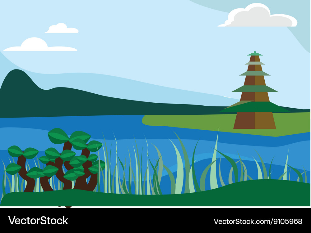 View of the lake Royalty Free Vector Image - VectorStock