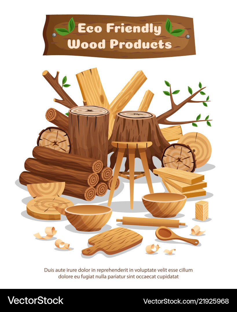 Wood industry production poster Royalty Free Vector Image