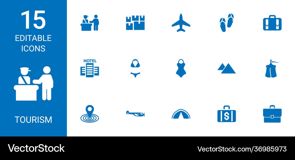15 tourism icons Royalty Free Vector Image - VectorStock