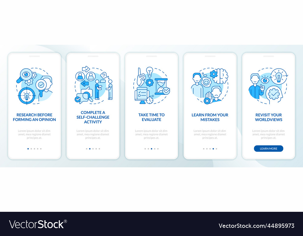 Avoiding Confirmation Bias Tips Blue Onboarding Vector Image