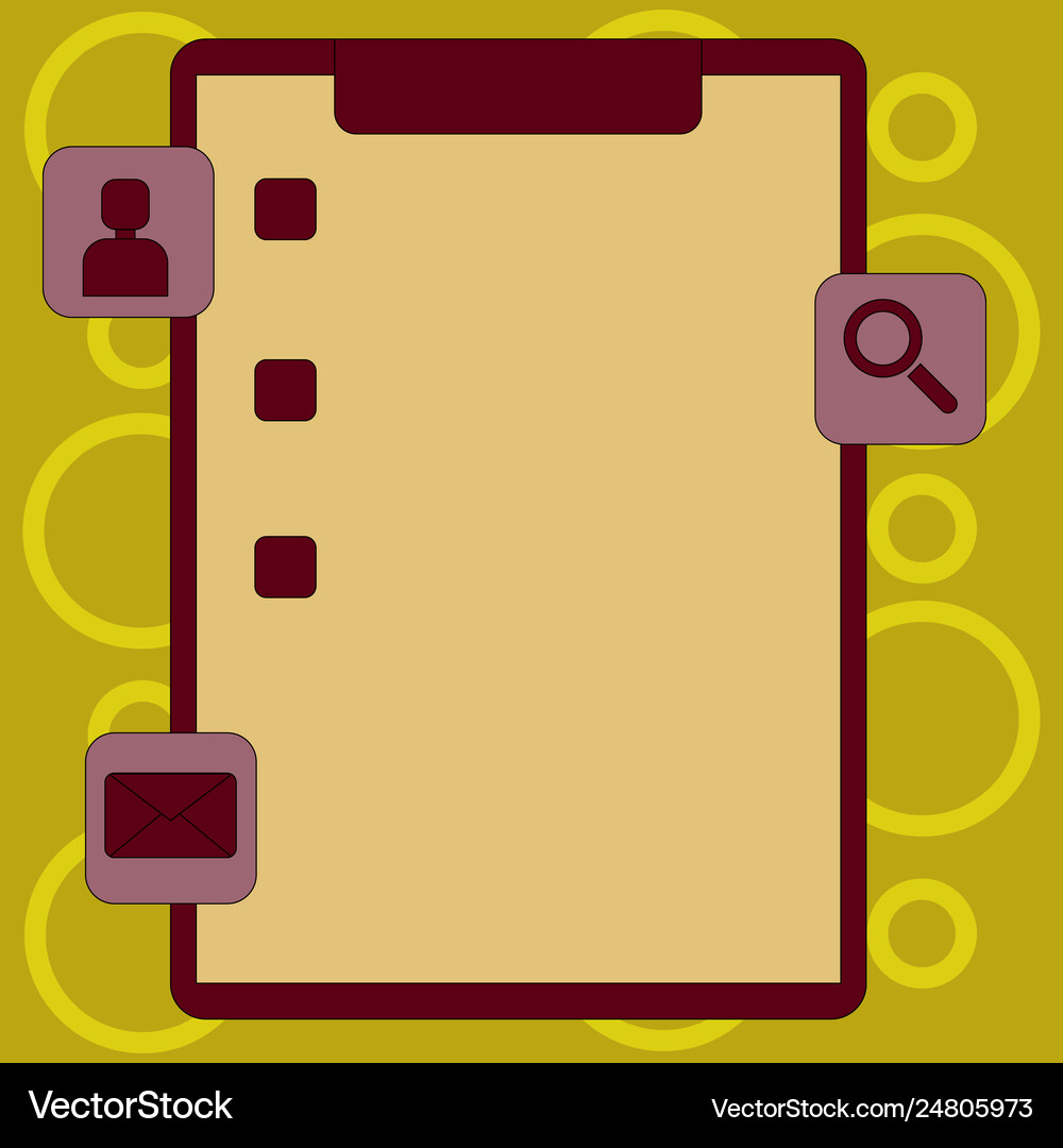 Colorful clipboard with tick box and three apps Vector Image