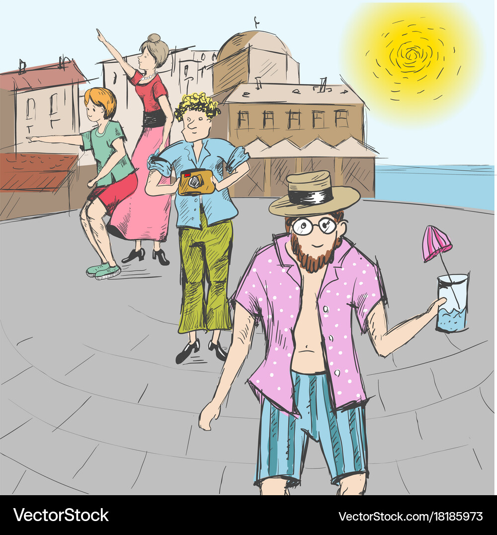 Comic strip a group of people together Royalty Free Vector