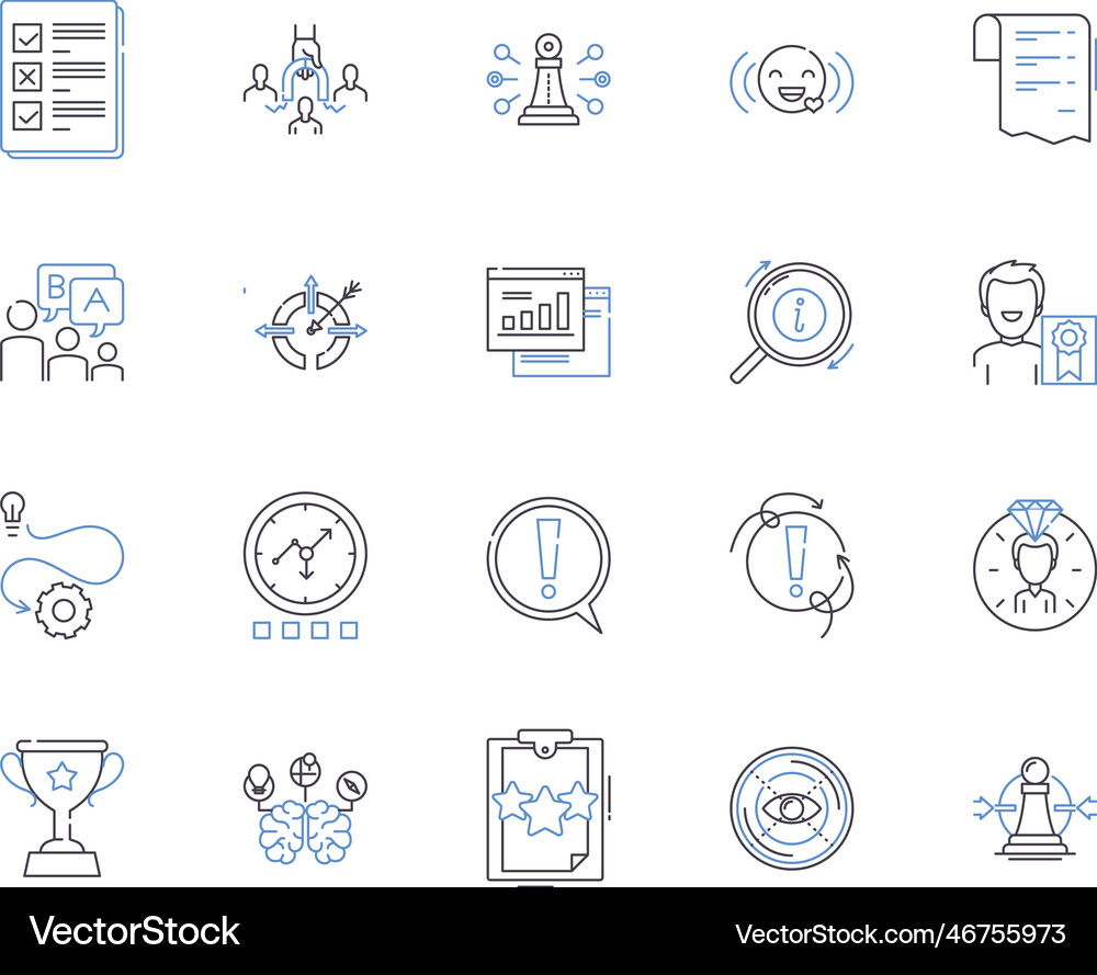 Corporation progress outline icons collection Vector Image