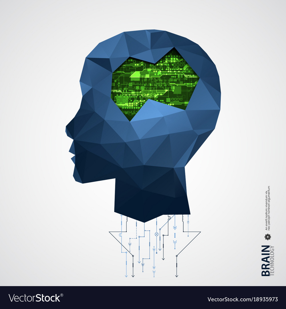 Creative brain background with triangular grid Vector Image