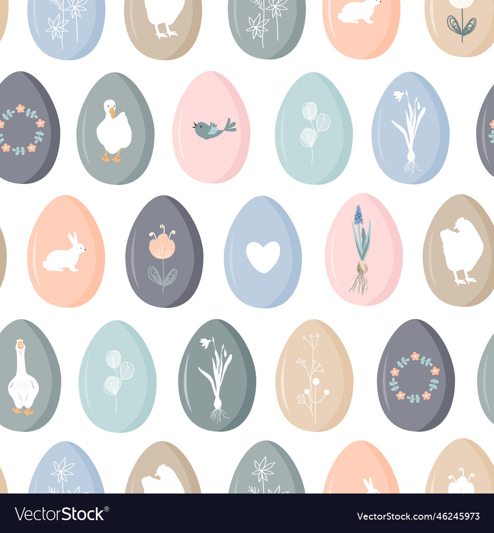 Cute easter eggs seamless pattern spring pastel Vector Image