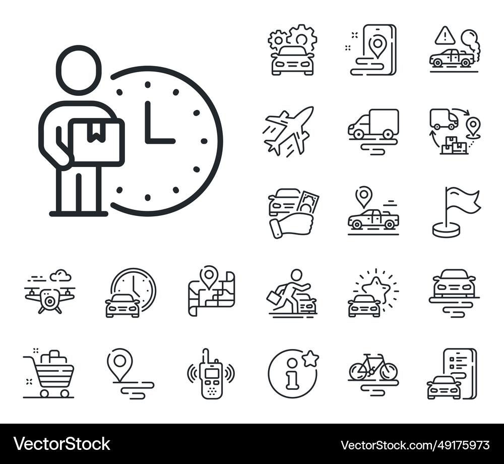 Delivery man line icon courier with package sign Vector Image
