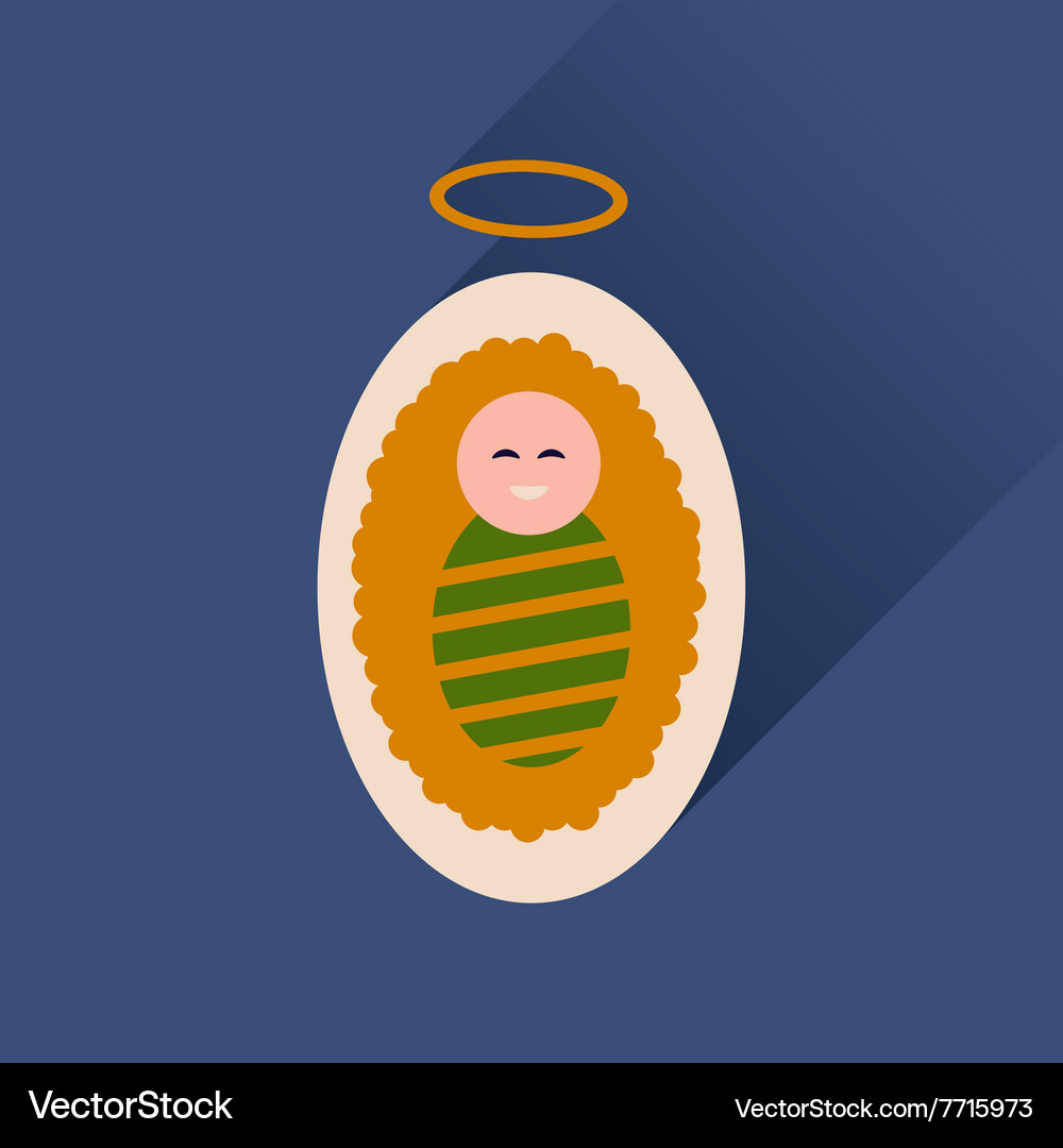 Flat icon with long shadow newborn jesus christ Vector Image