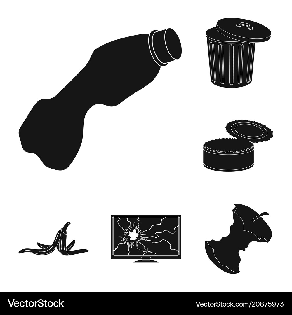 Garbage and waste black icons in set collection Vector Image