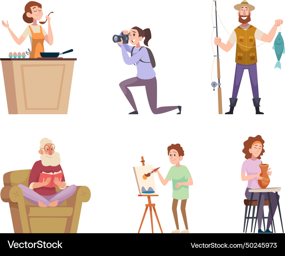Hobbies favorite activities for persons people Vector Image