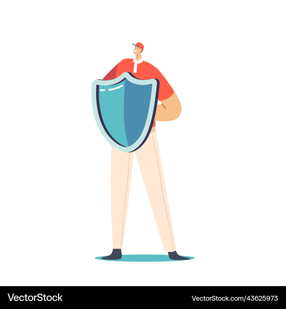 Man holding shield covering from cyber or virus Vector Image