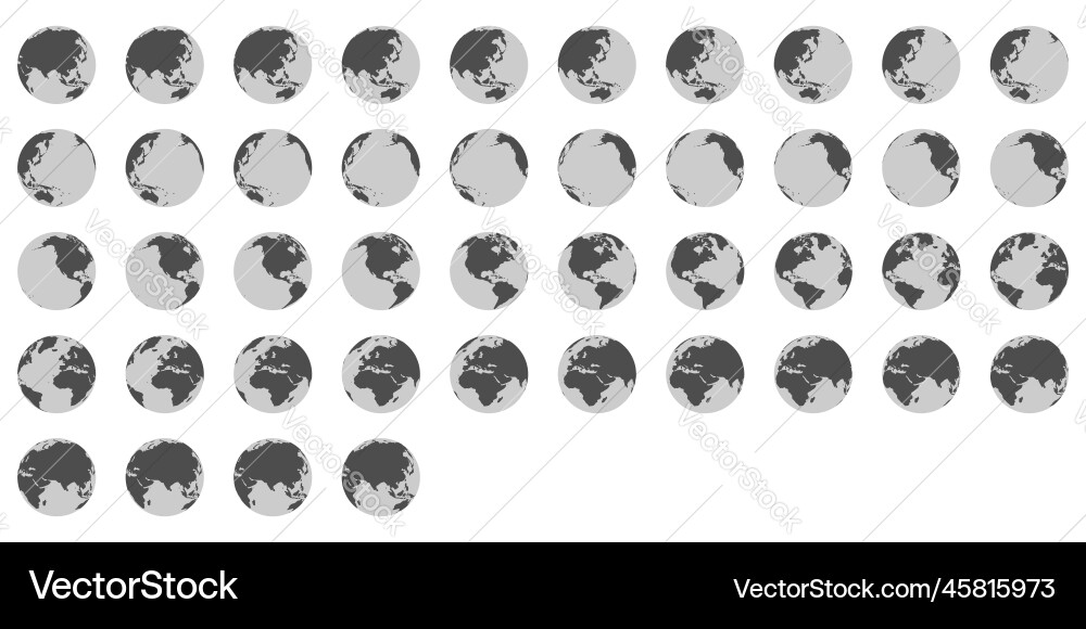 Set of globes earth world map in globe shape Vector Image