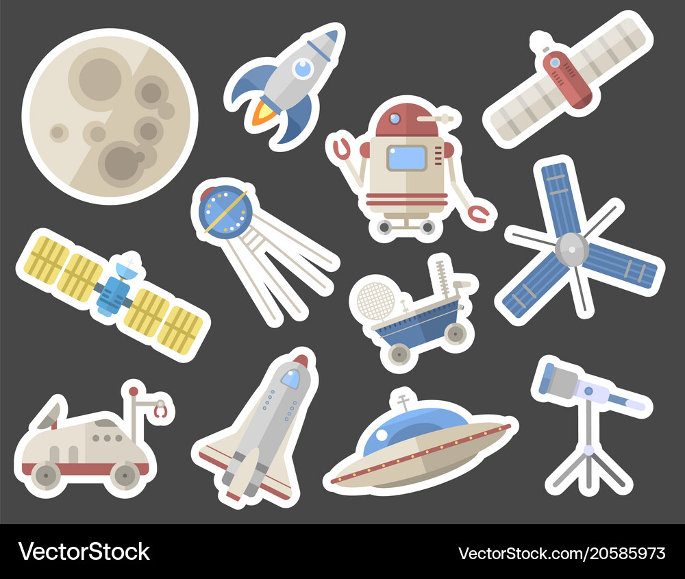 Space Icons - Planets, Rockets & Stars Vector Image