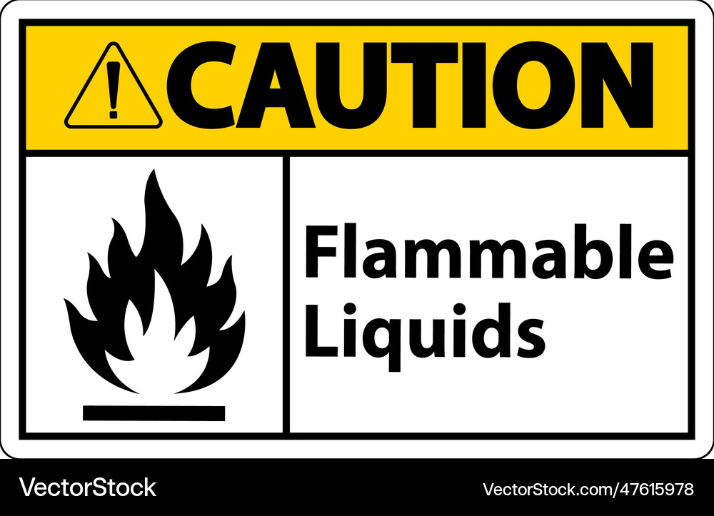 Caution flammable liquids sign on white background