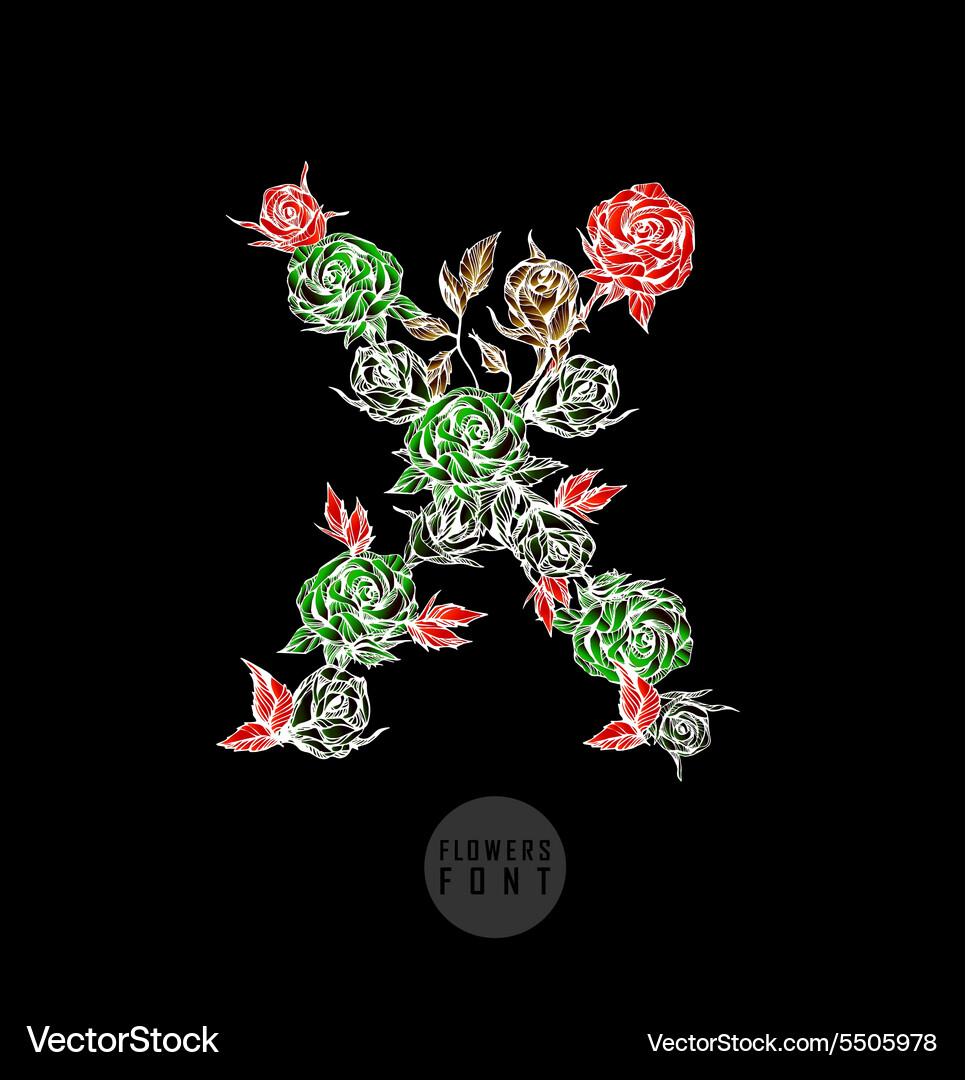 Colorful flower font Royalty Free Vector Image