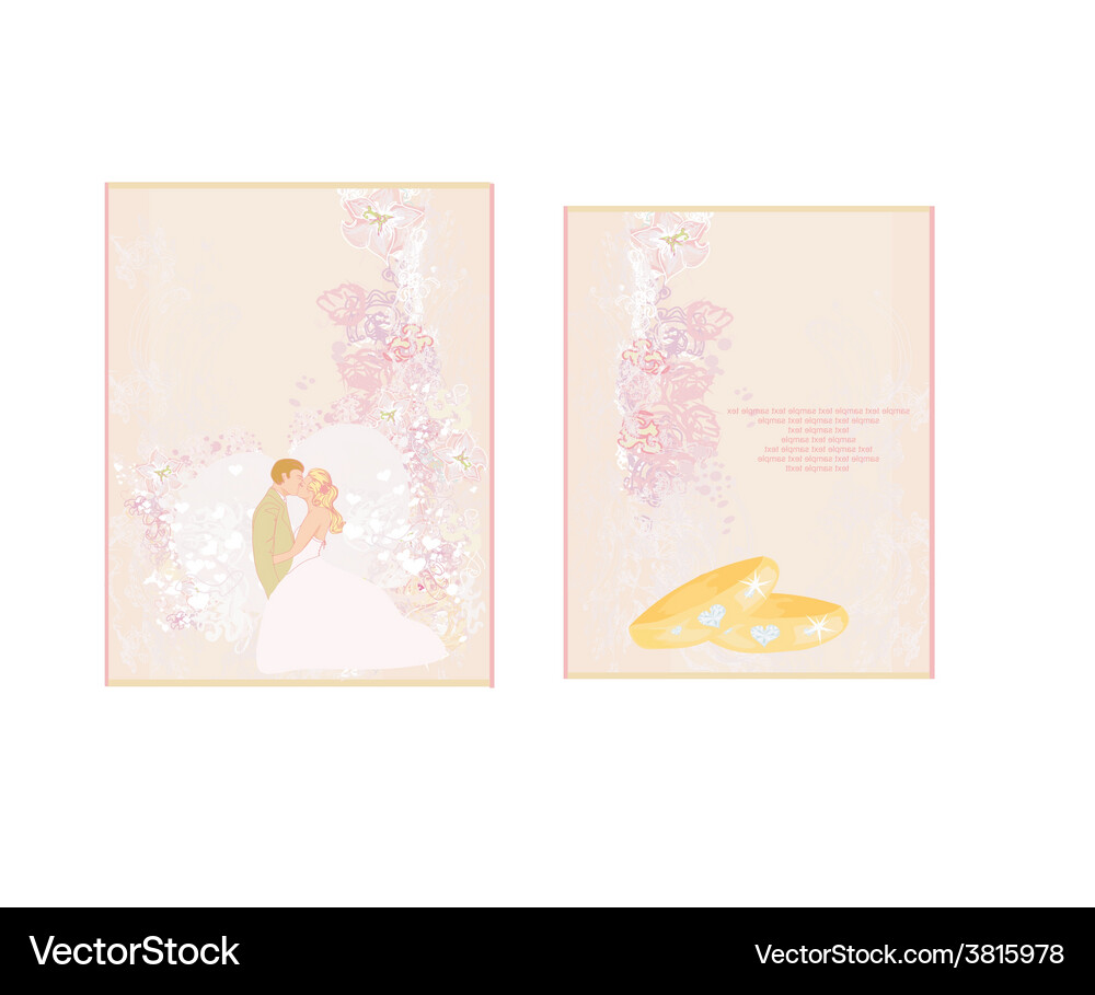 Elegant wedding invitation set with rings Vector Image