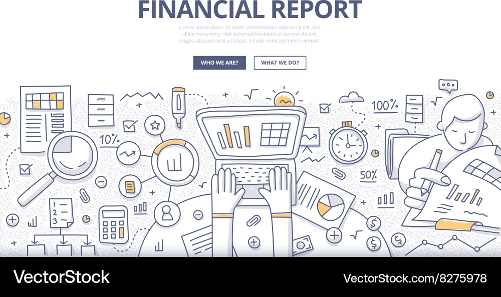 Financial report doodle concept Royalty Free Vector Image