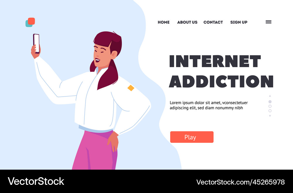 Internet addiction landing page template modern Vector Image