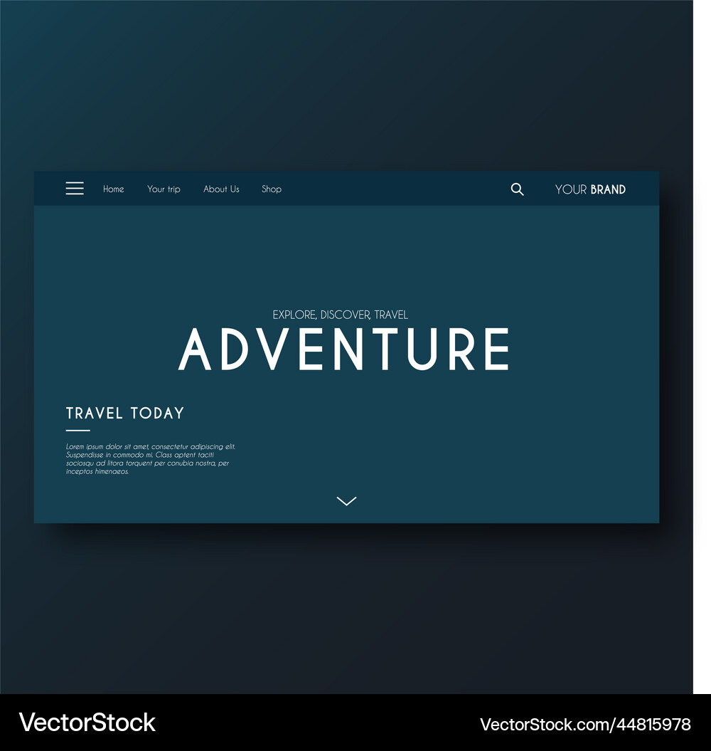 Modern adventure landing page design Royalty Free Vector