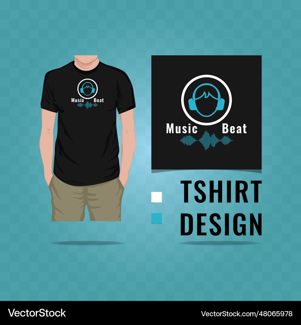 Music beat t shirt design Royalty Free Vector Image