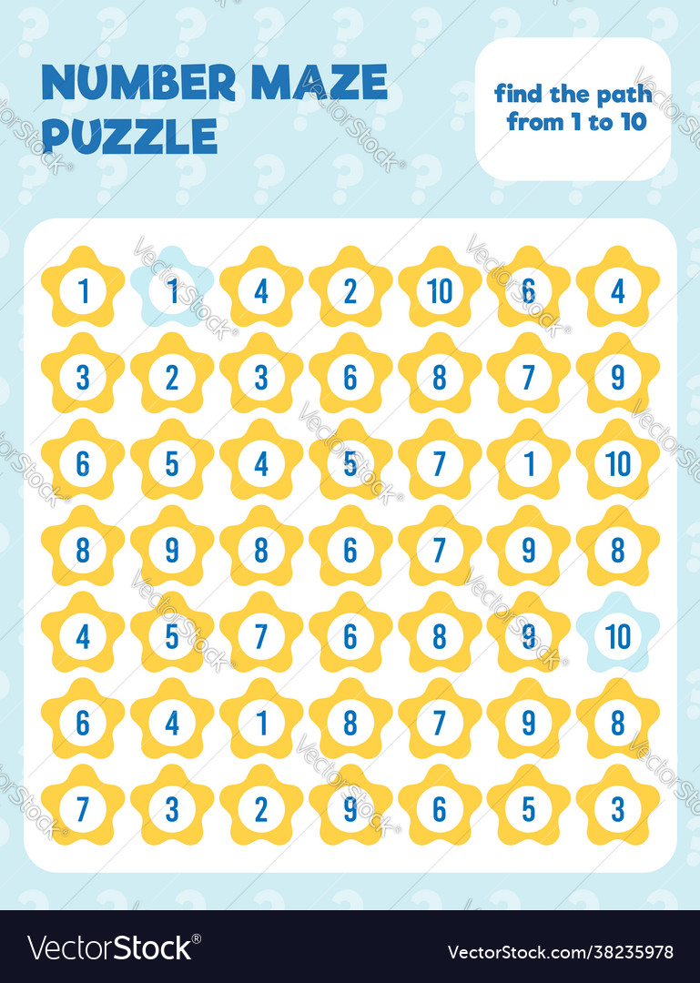 Number maze Royalty Free Vector Image - VectorStock