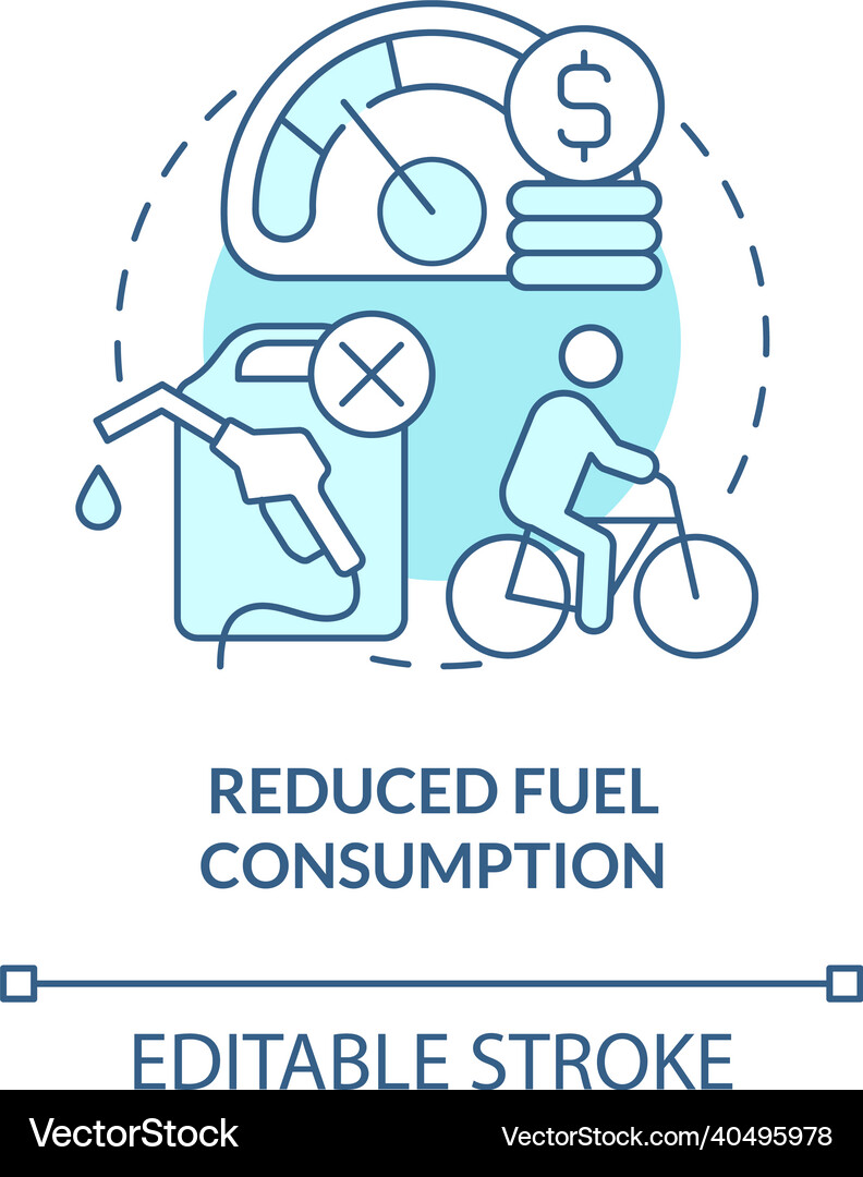 Reduced fuel consumption blue concept icon Vector Image
