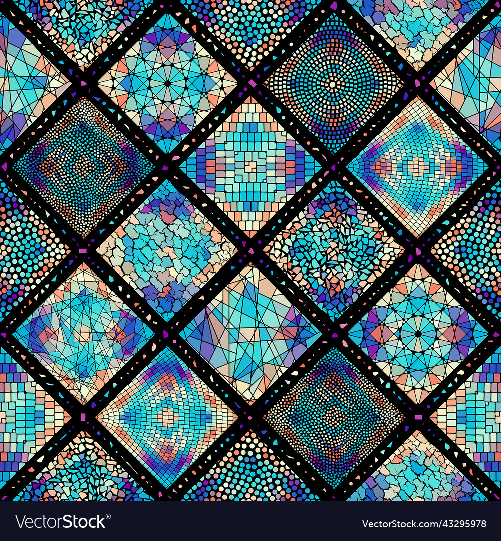 Seamless mosaic art pattern art background Vector Image