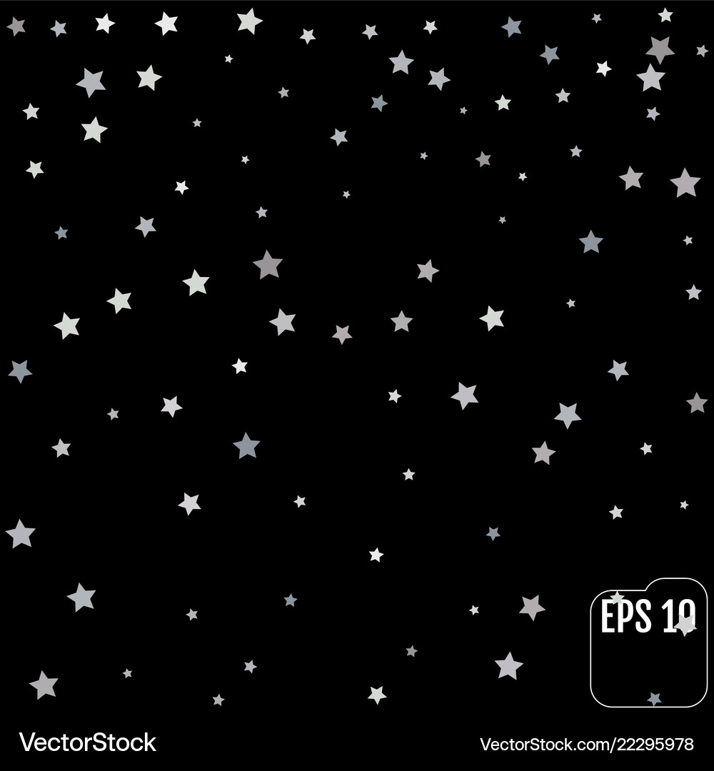 Silver stars falling from the sky on black Vector Image