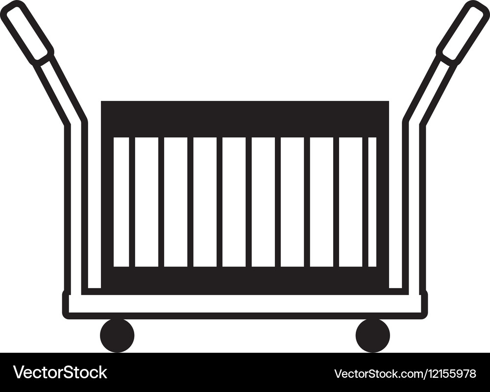 Warehouse trolley with protection boxes outline Vector Image
