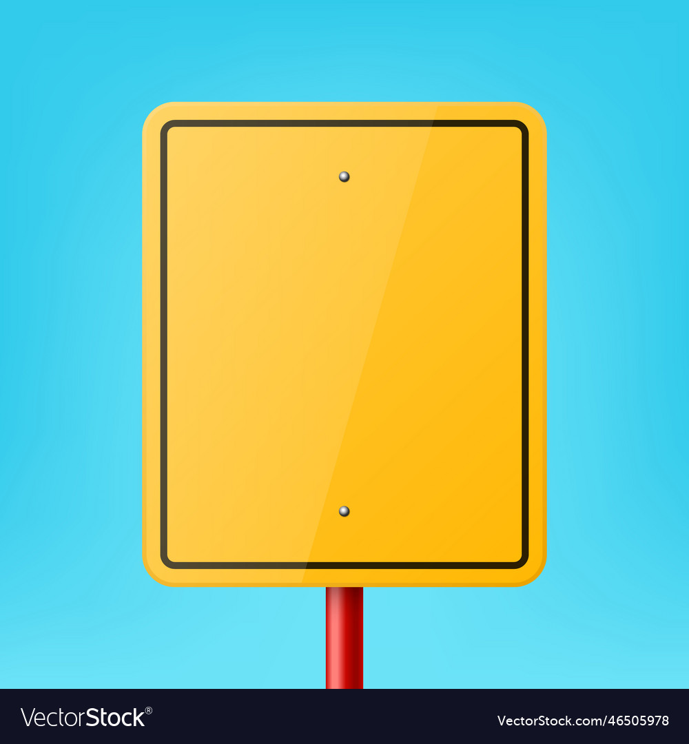 Yellow blank rectangular road sign frame Vector Image Yellow blank rectangular road sign frame Vector Image