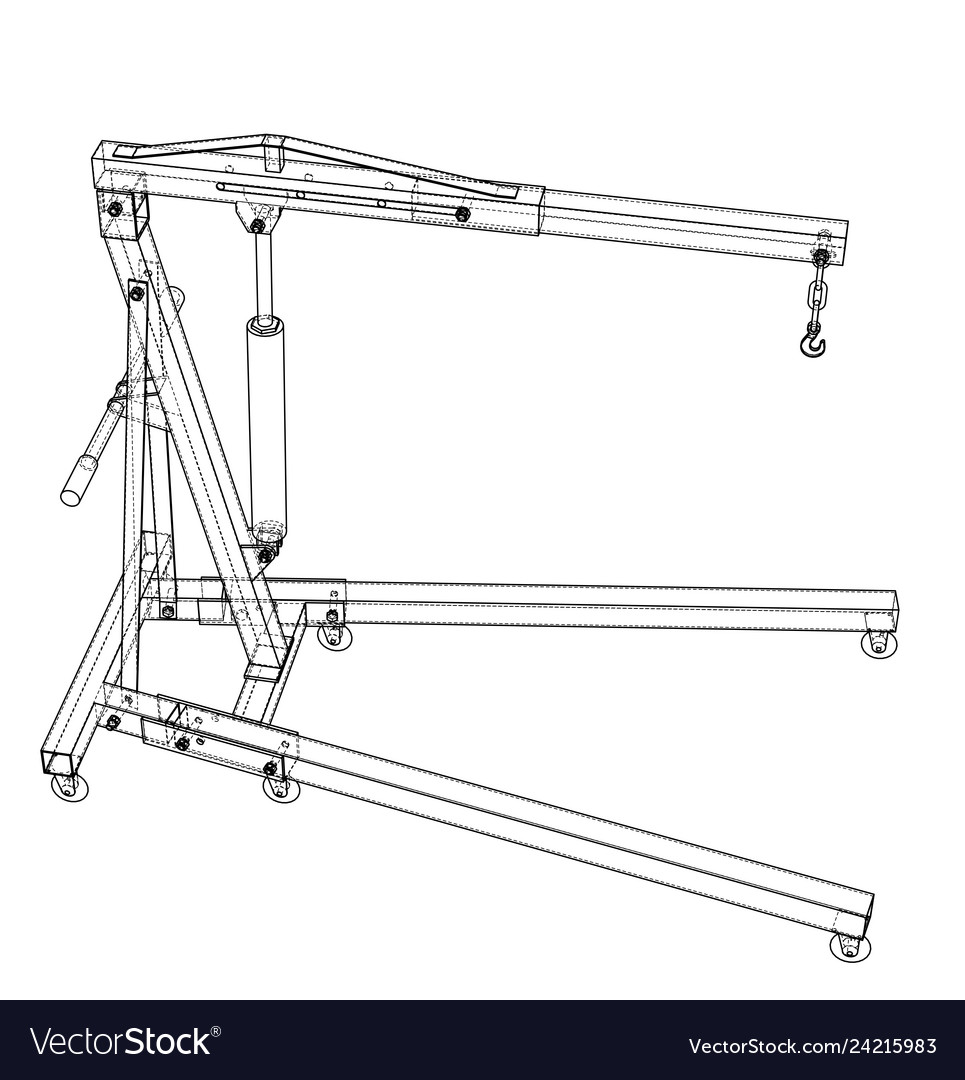 Engine hoist outline rendering 3d Royalty Free Vector Image