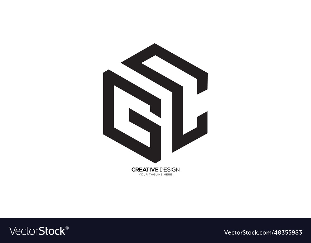 Hexagonal pattern unique shape letter gc creative Vector Image