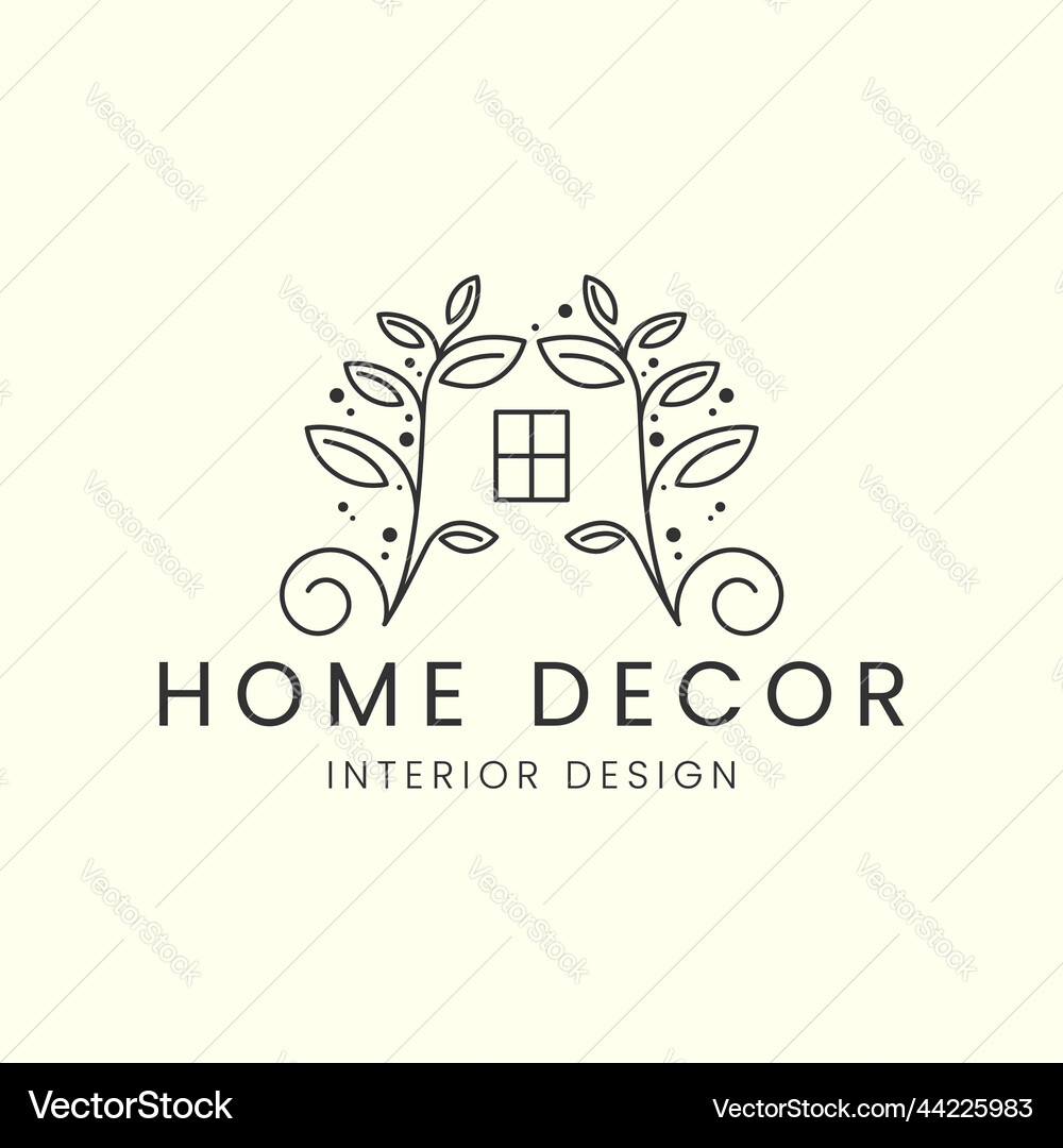Home decor line art logo template design interior Vector Image