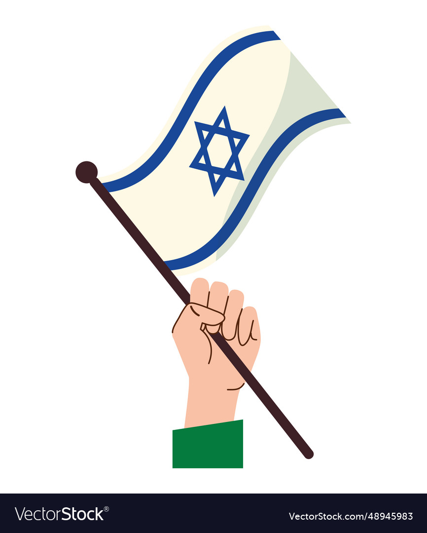 Israel flag with hand waving Royalty Free Vector Image