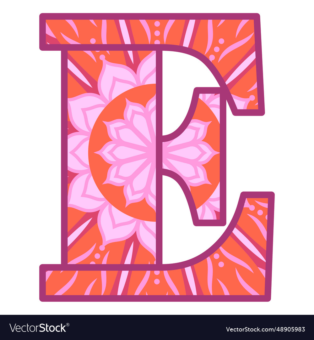 Letter e mandala Royalty Free Vector Image - VectorStock