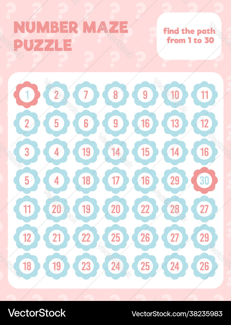 Number maze Royalty Free Vector Image - VectorStock