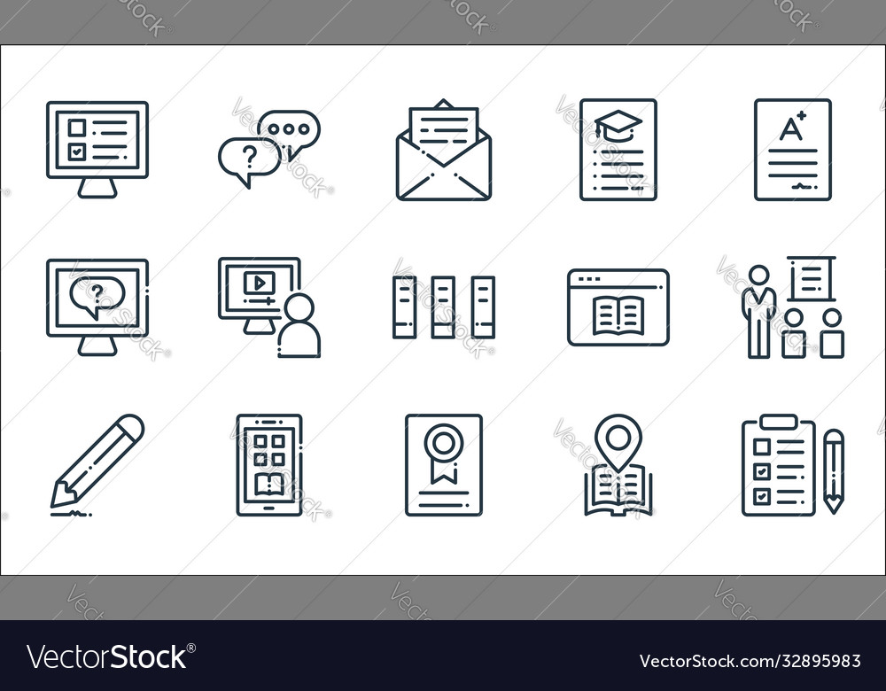 Online learning line icons linear set quality Vector Image