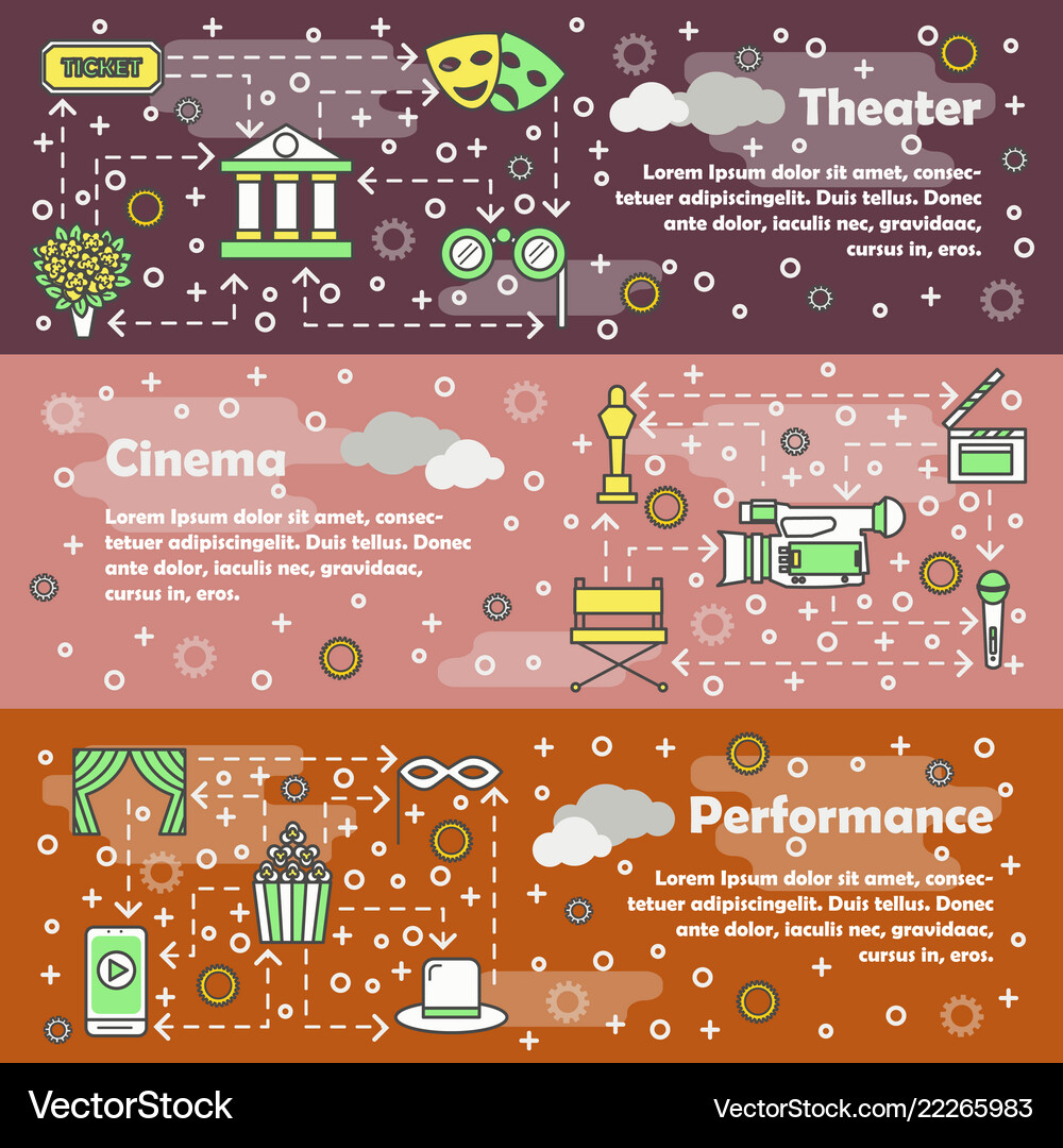 Theater cinema and performance banner set Vector Image