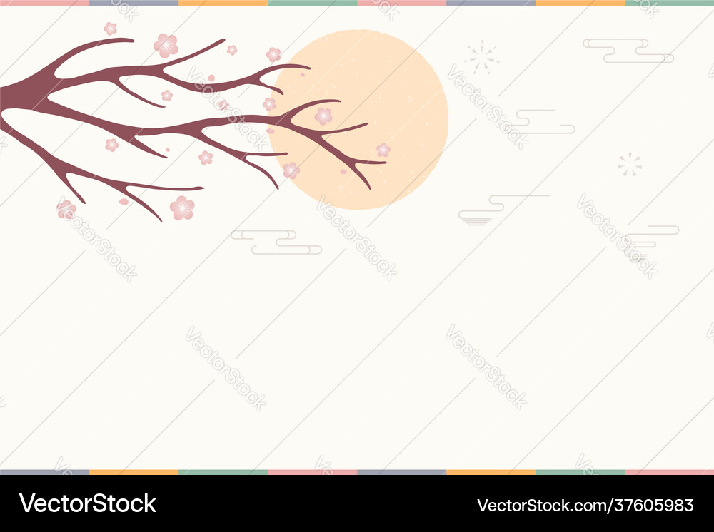 Traditional asian background plum tree branch Vector Image
