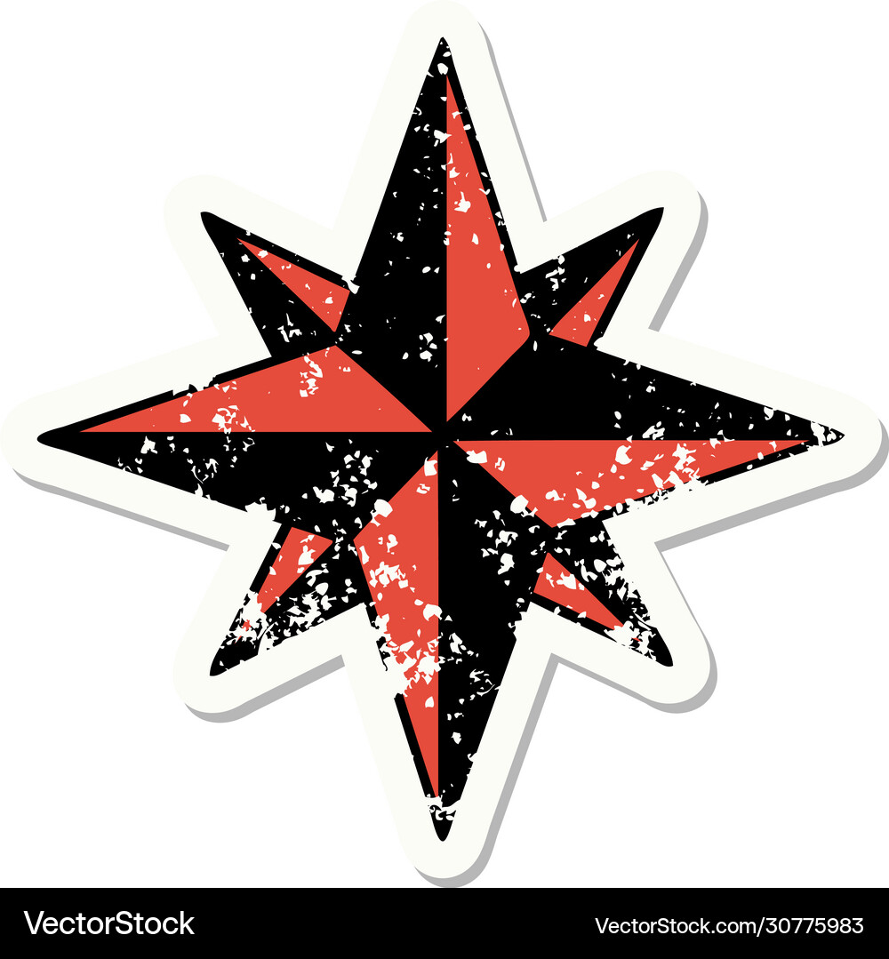 Traditional distressed sticker tattoo a star Vector Image
